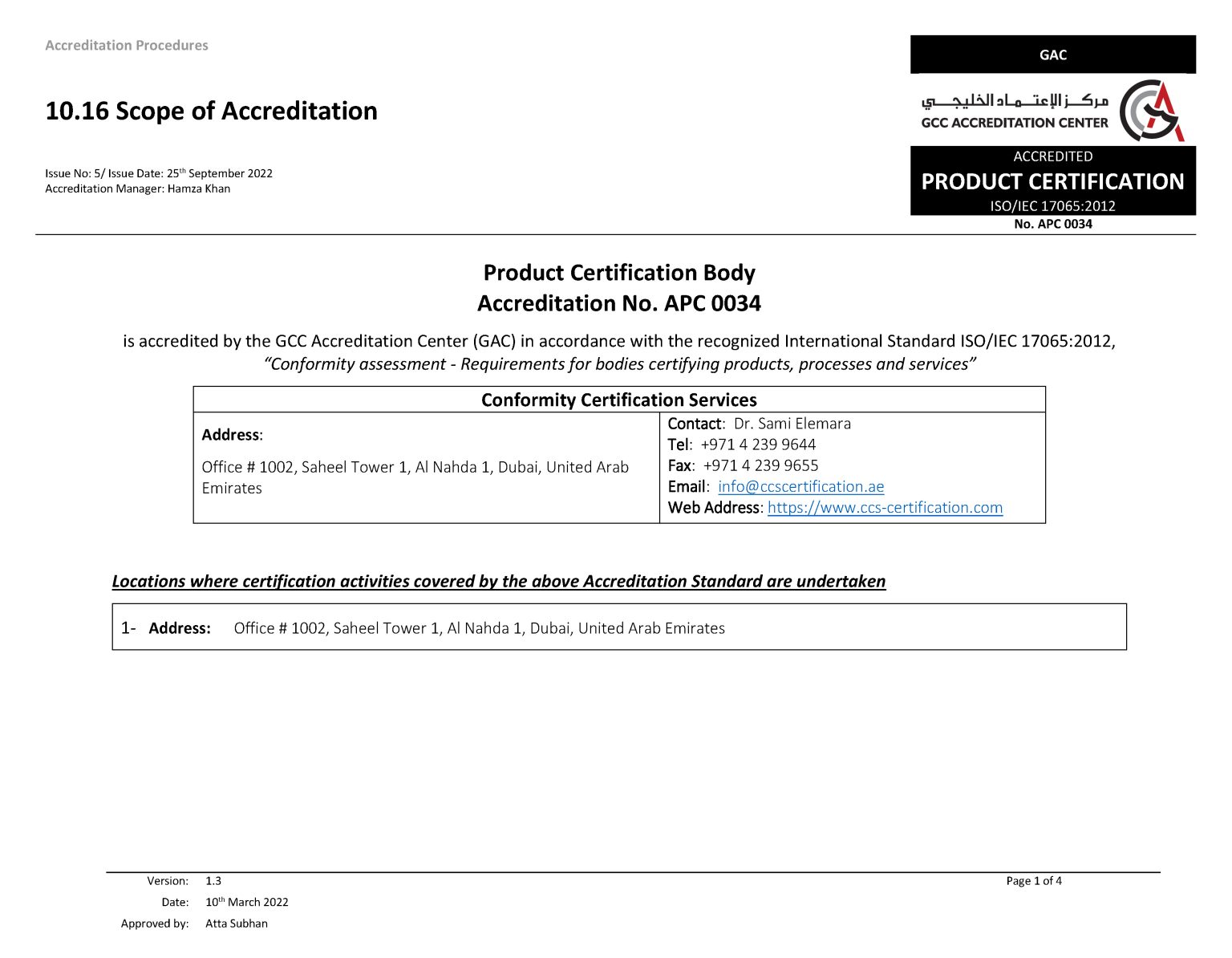 Accreditation – CCS – Conformity Certification Services