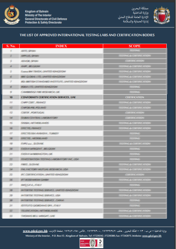 Authority Approvals – CCS – Conformity Certification Services